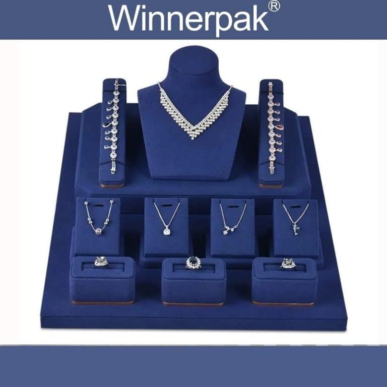 Jewelry Window Display Set L | Navy Blue Microfiber Suede Display with ...